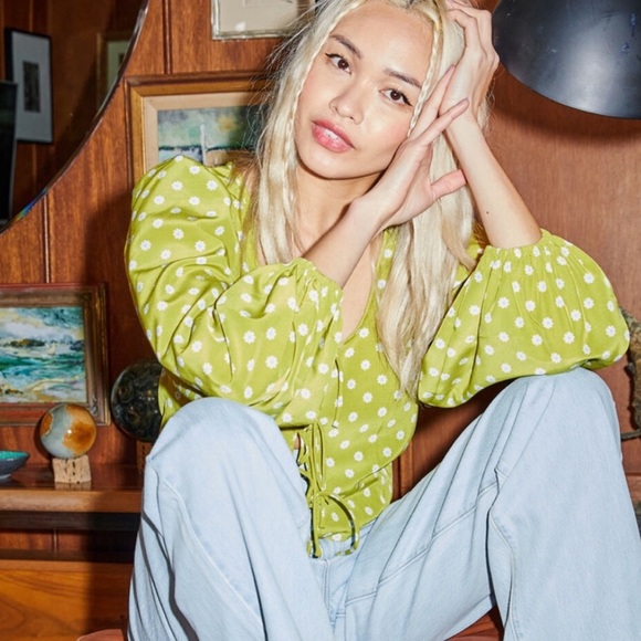 Levi's | Tops | Levis Lime Green Daisy Tie Front Brat 7s Style Top ...